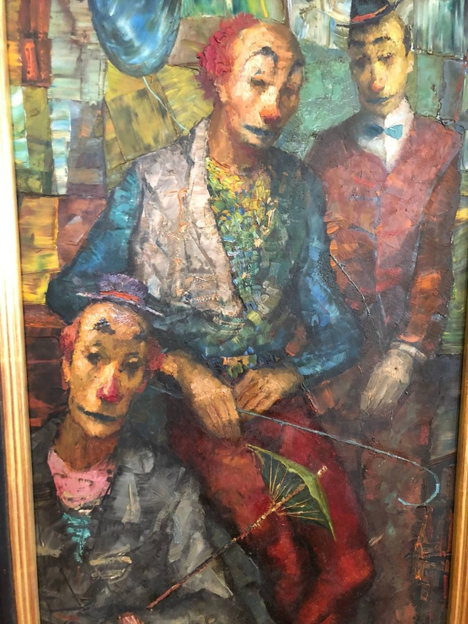 Signed Mid Century Painting of Clowns by George Russin-free - Etsy