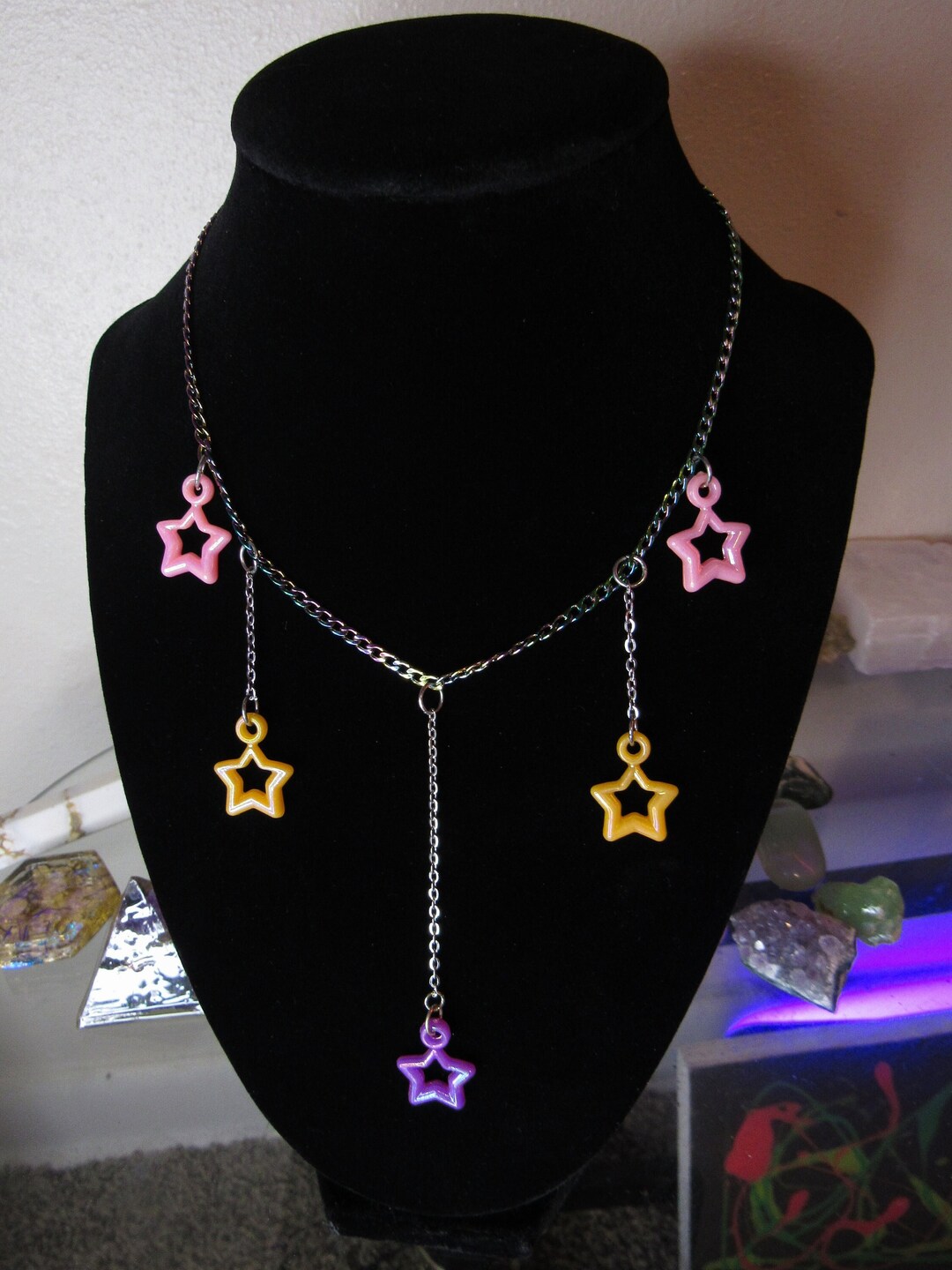 Starlet Necklace - Stainless Steel Rainbow Chain - Handmade - Etsy