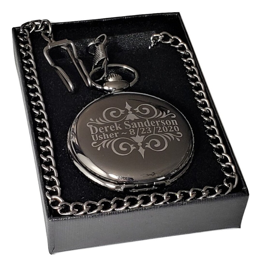 6 Custom Pocket Watches, Personalized Pocket Watch Set of 6, Mens Gift ...