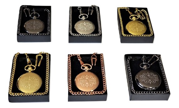 6 Custom Pocket watches Personalized Pocket watch set of 6 | Etsy