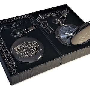 Customized Pocket Watch - Blue Roman Numerals Engraved Pocket Watch ...