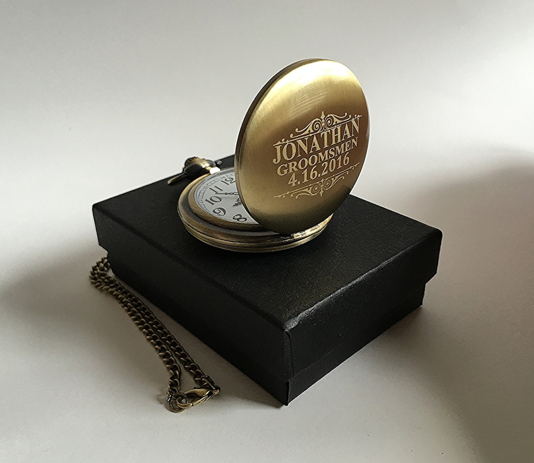 Personalized Pocket Watch - Gold Laser Engraved Pocket Watch - Gold ...