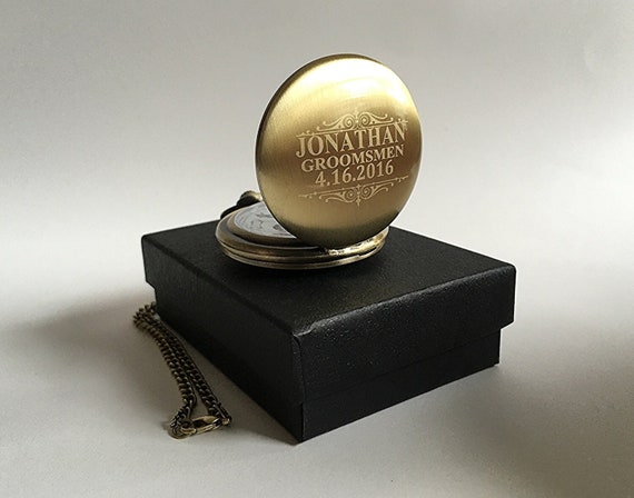 Personalized Pocket Watch Double Sided Engraved Gold | Etsy