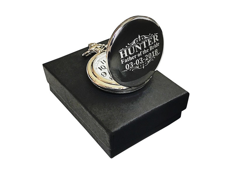 Personalized Pocket Watch - Silver Laser Engraved Pocket Watch - Silver ...