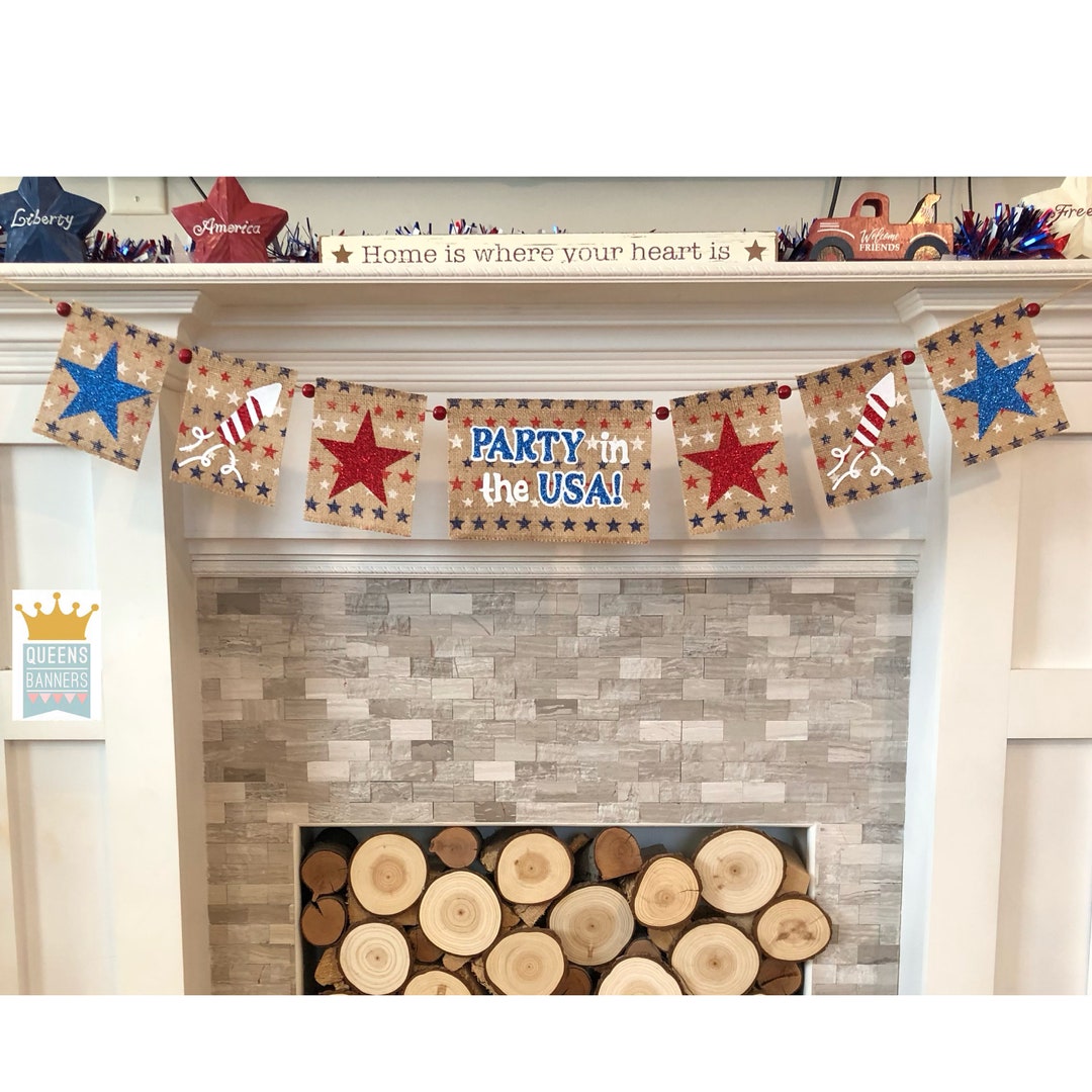 Patriotic Banner, Fourth of July Banner, Party in the Use Banner, July ...