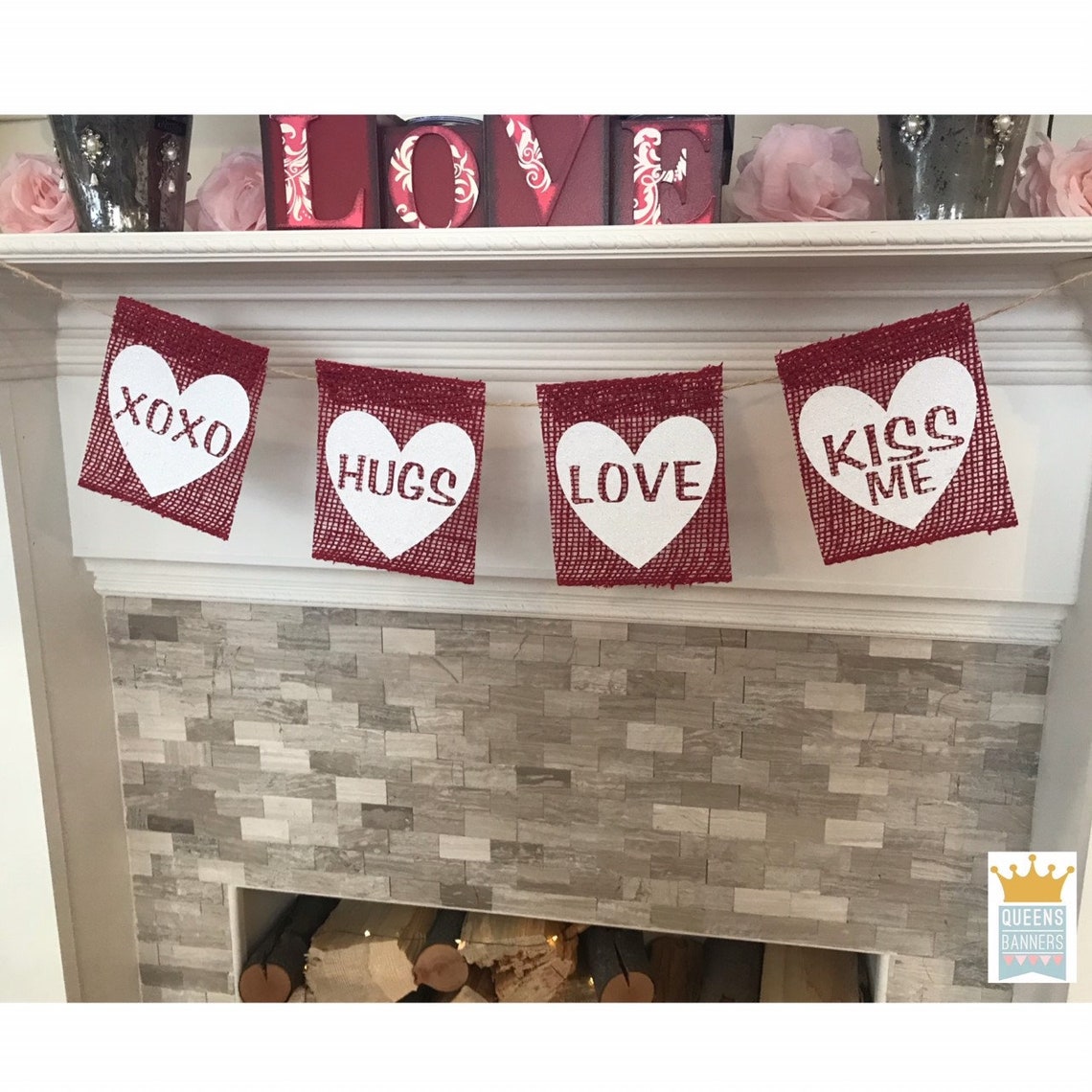 Valentines Day Banner, Love Banner, Xo Xo Banner, Wedding Banner, Vday ...