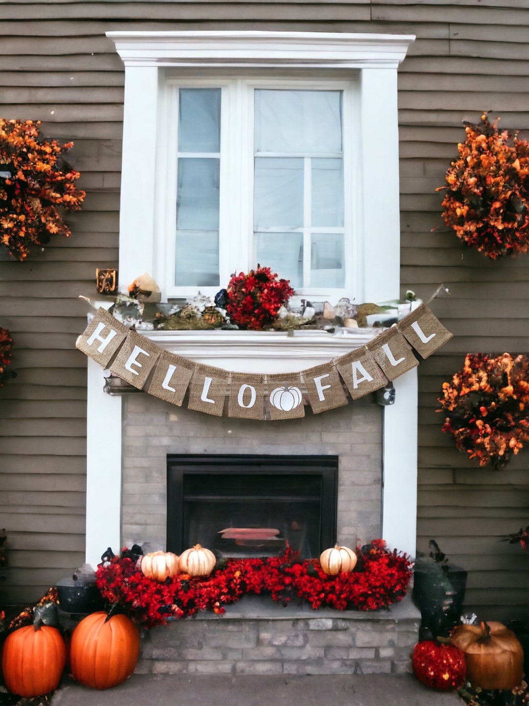 Hello Fall Banner, Thanksgiving Banner, Holiday Decor, Holiday Banner ...