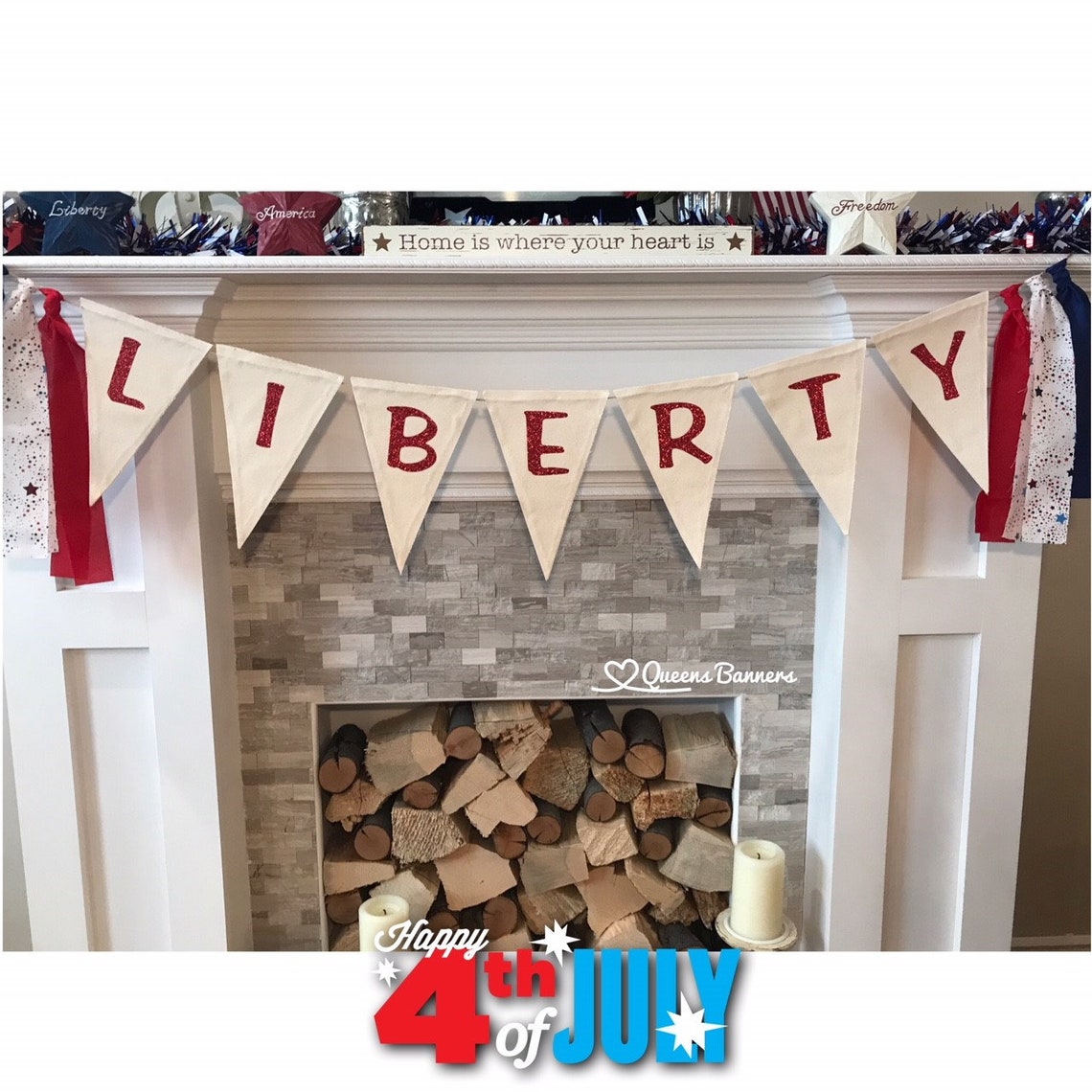 Liberty Banner, Happy 4th of July Banner, 4th of July Banner, Patriotic ...