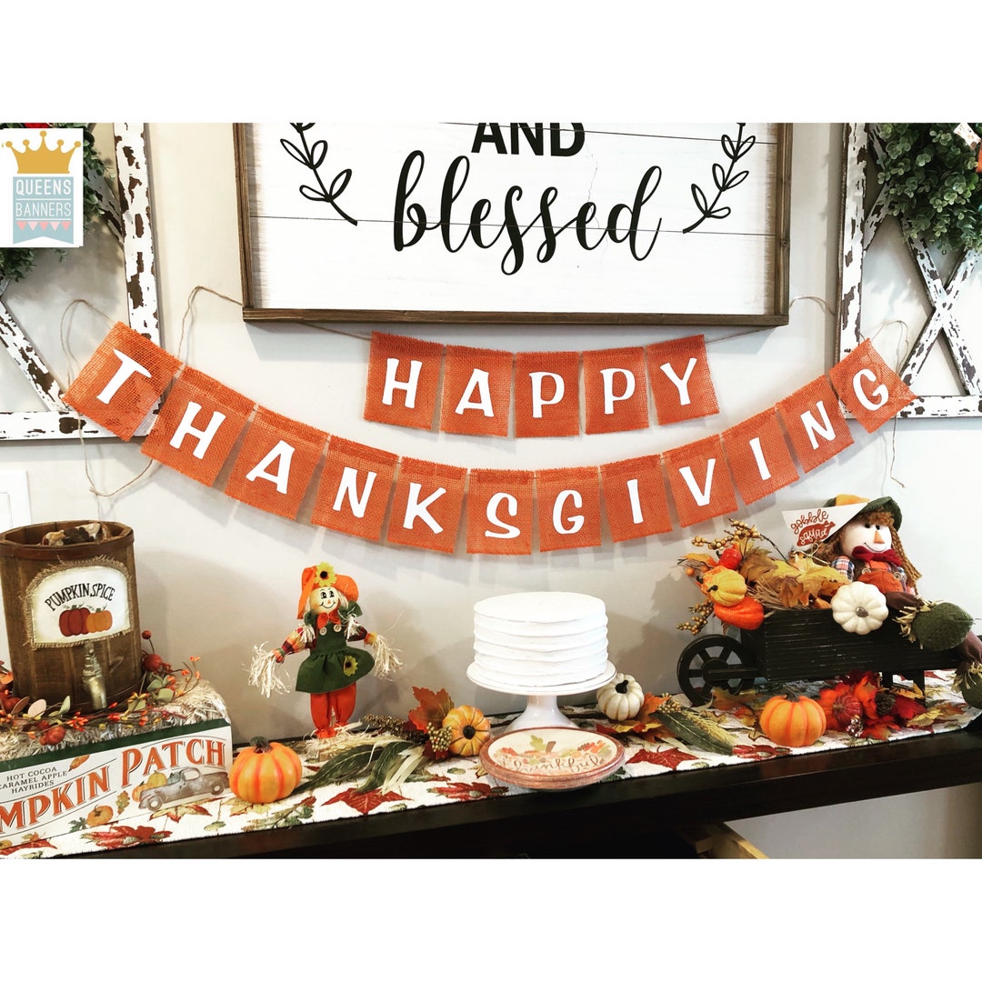 Happy Thanksgiving Banner, Thanksgiving Banner, Fall Banner, Holiday ...