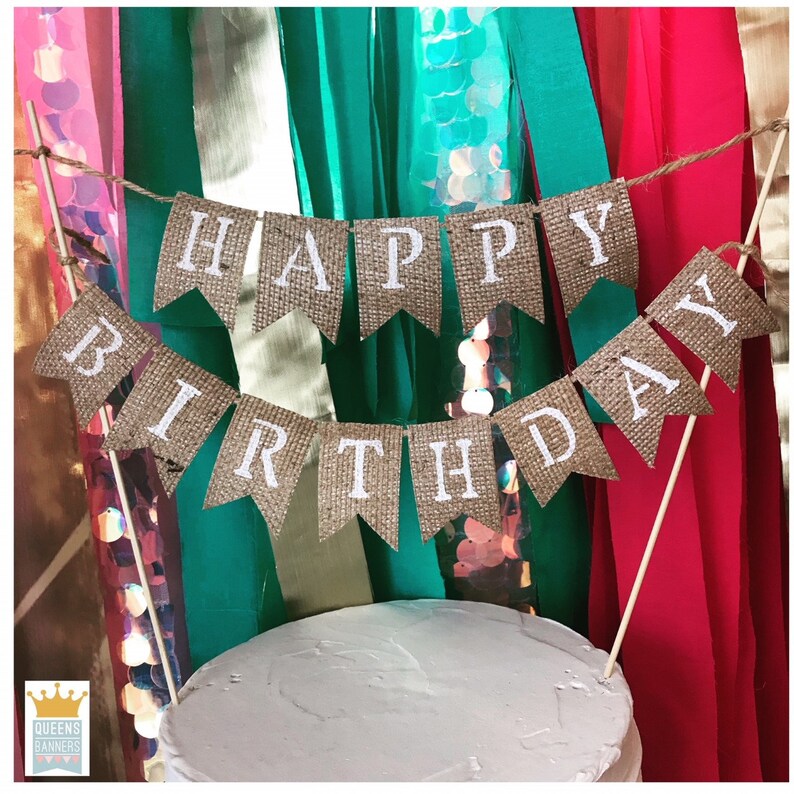 Happy Birthday Banner Cake Topper Birthday Cake Topper - Etsy