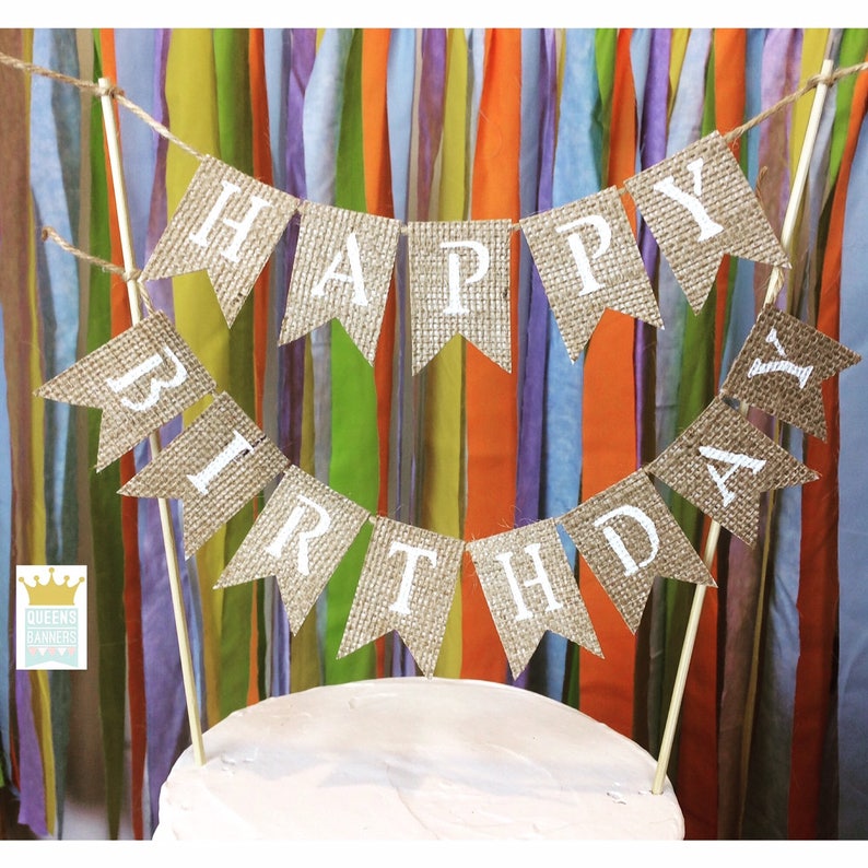 Happy Birthday Banner Cake Topper Birthday Cake Topper - Etsy
