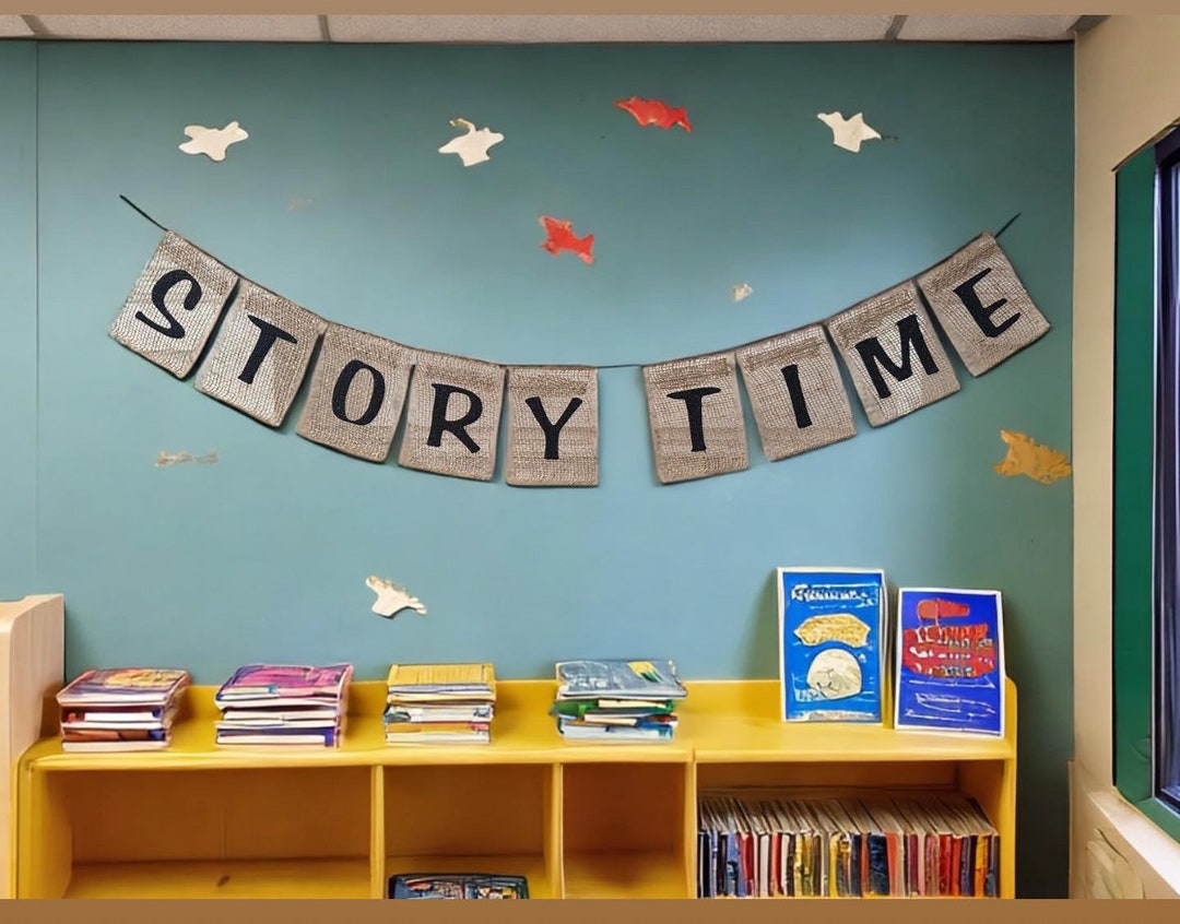 Story Time Banner, Teacher Banner, Teacher Gift, Librarian Gift, School ...