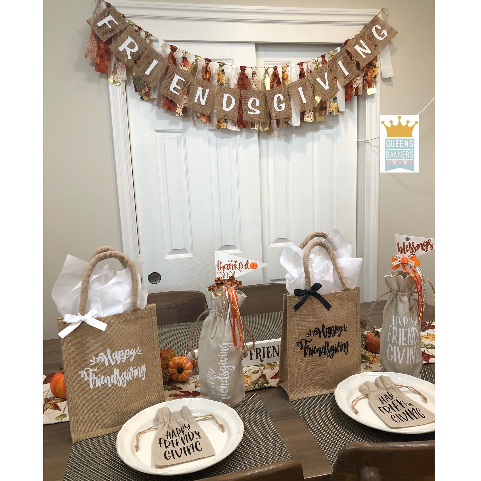Friendsgiving Banner Friendsgiving Decor Give Thanks Banner - Etsy