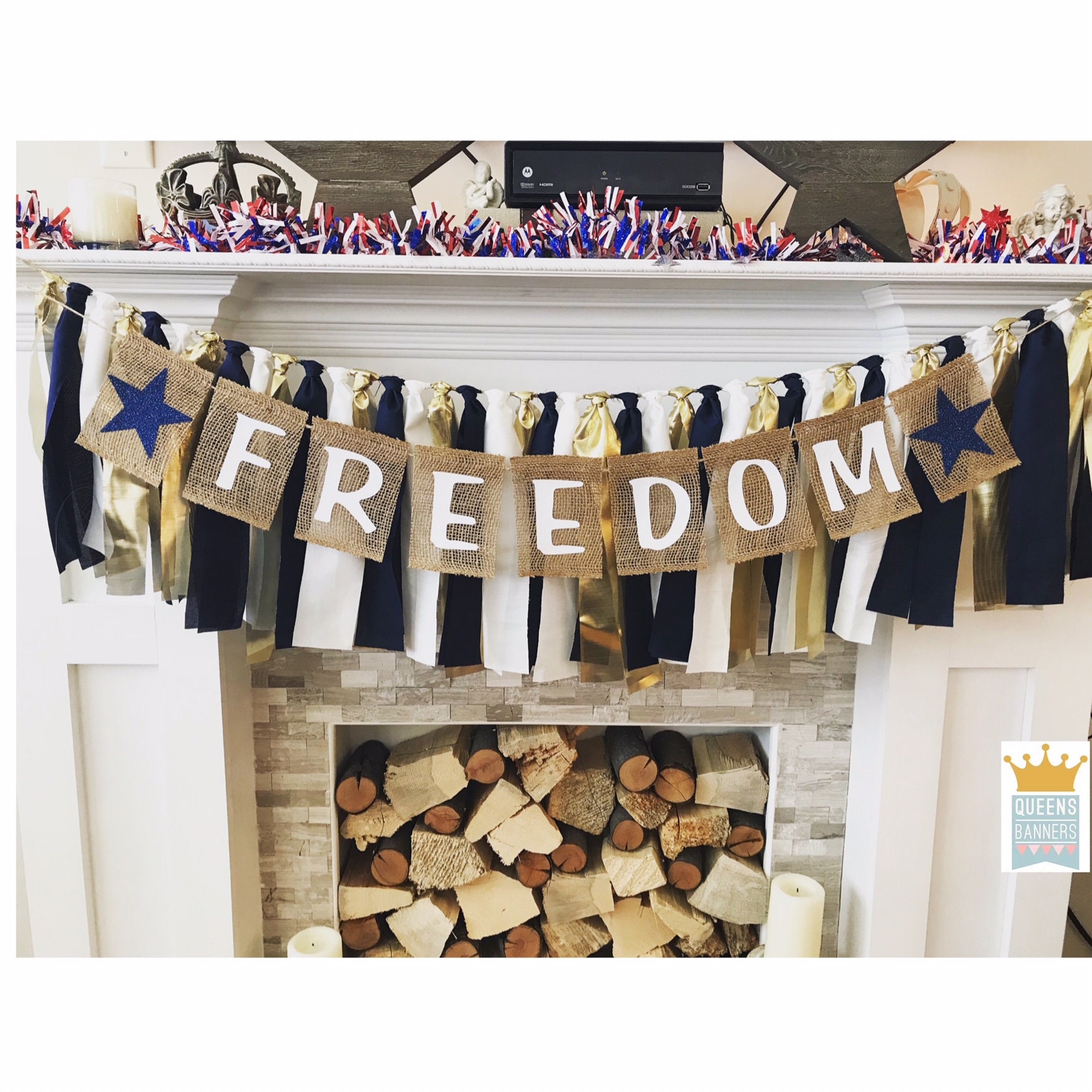 Freedom Banner, Happy 4th of July Banner, Patriotic Banner, Red White ...