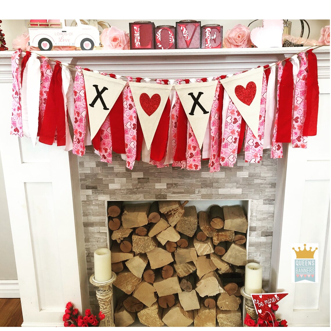 I Love You Banner, Xo Xo Banner, Holiday Decor, Vday Banner, Valentines ...