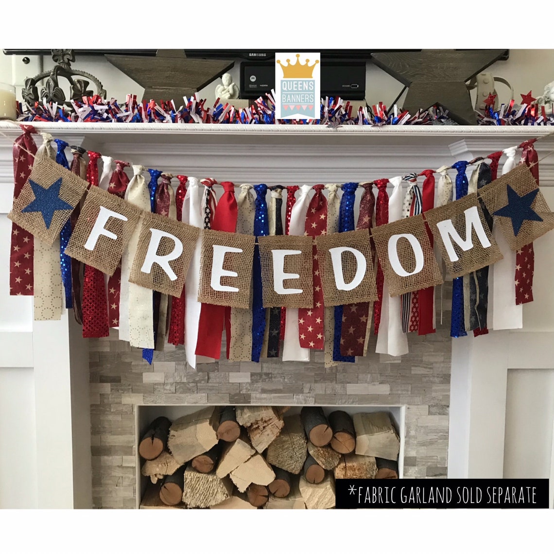 Freedom Banner, Happy 4th of July Banner, Patriotic Banner, Red White ...