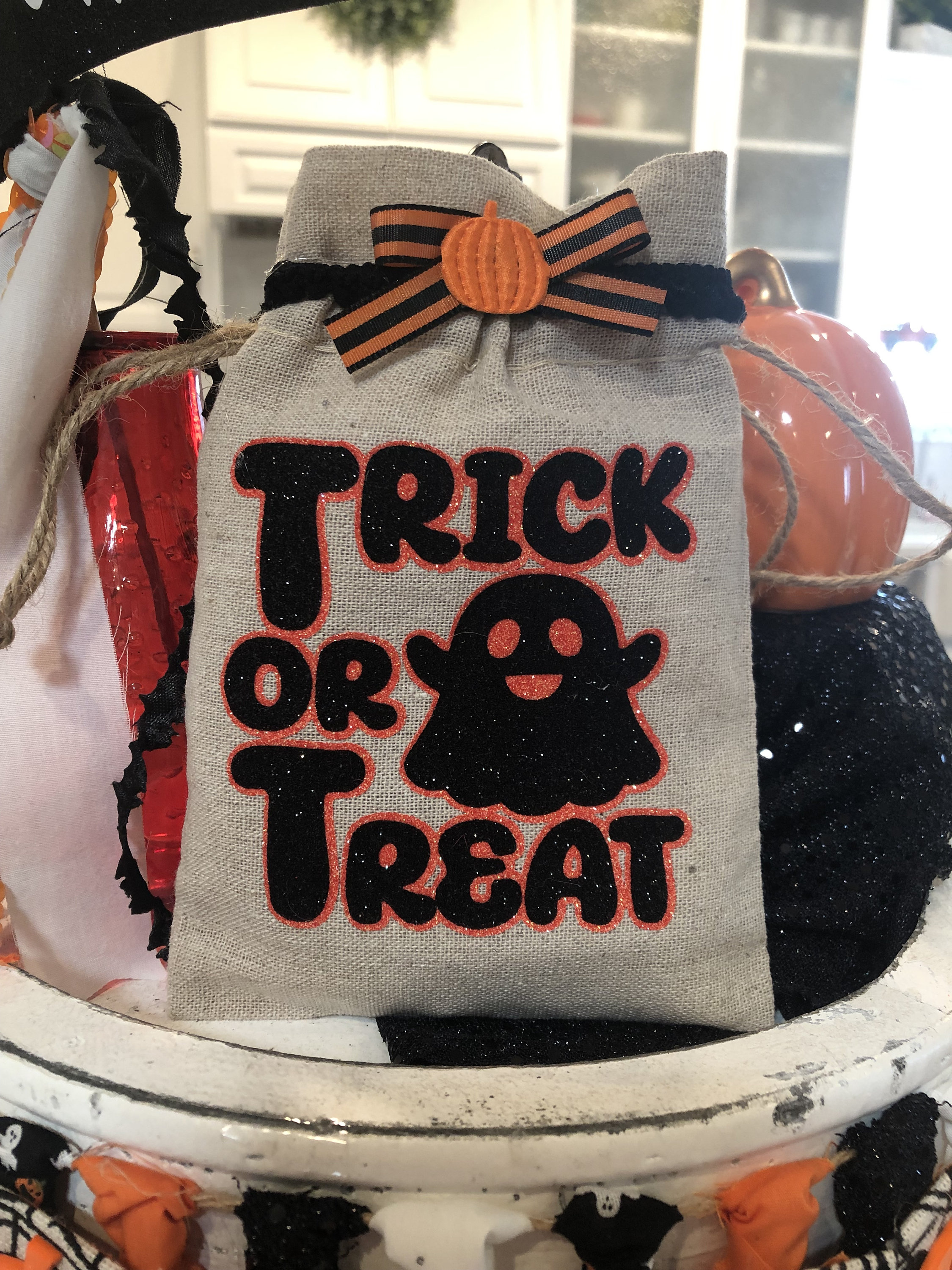 Mini Halloween Sack, Halloween Sack, Spooky Decor, Halloween Tiered ...