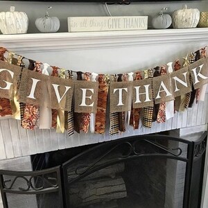 Give Thanks Banner, Thanksgiving Banner, Holiday Decor, Holiday Banner ...