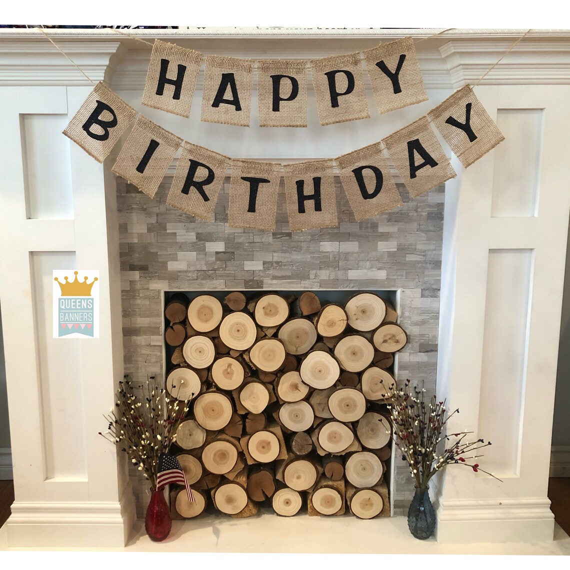 Happy Birthday Banner, Birthday Banner, Burlap Banner, Rustic Party ...
