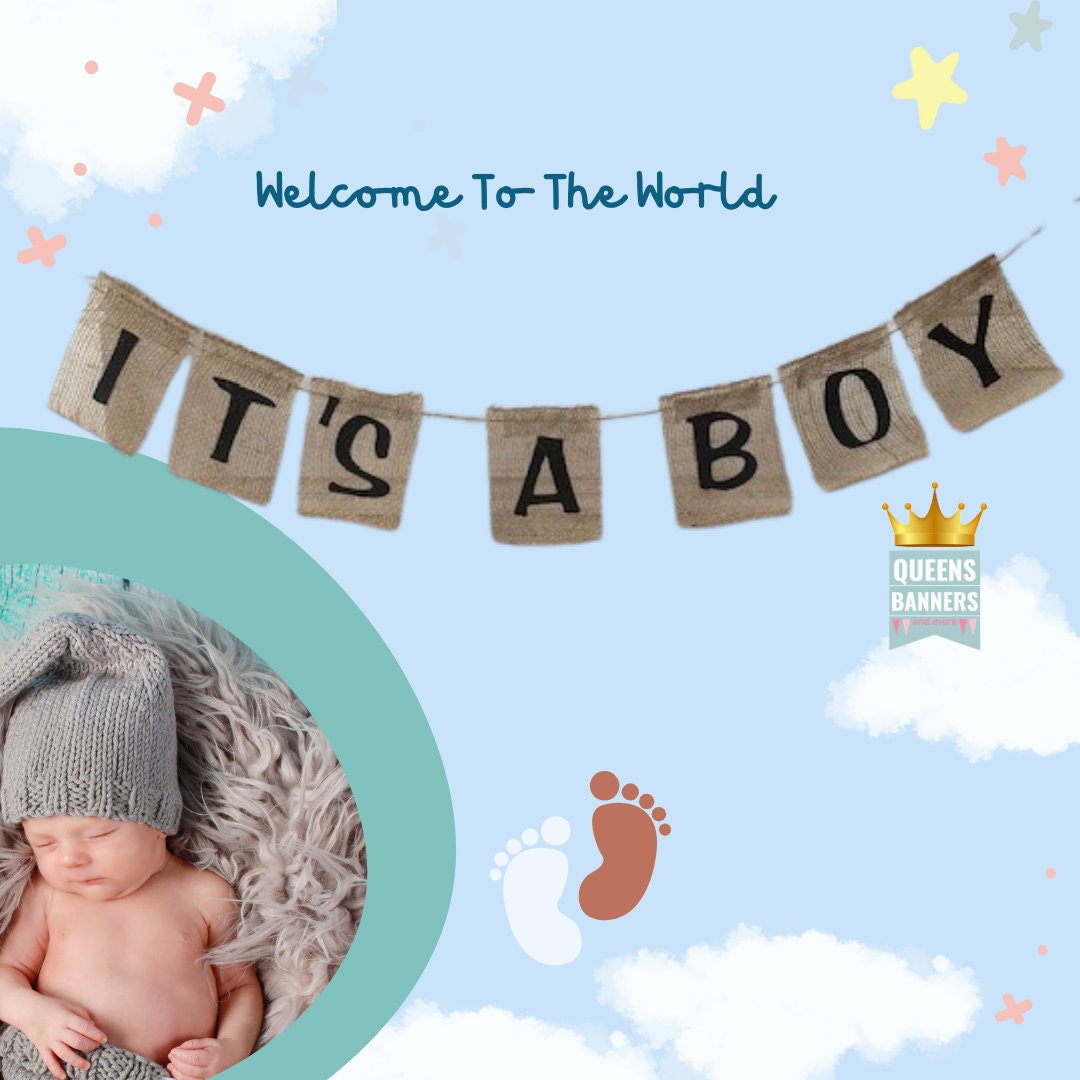Baby Shower Banner, Its A Boy Burlap Banner, It's A Boy Banner, Gender ...