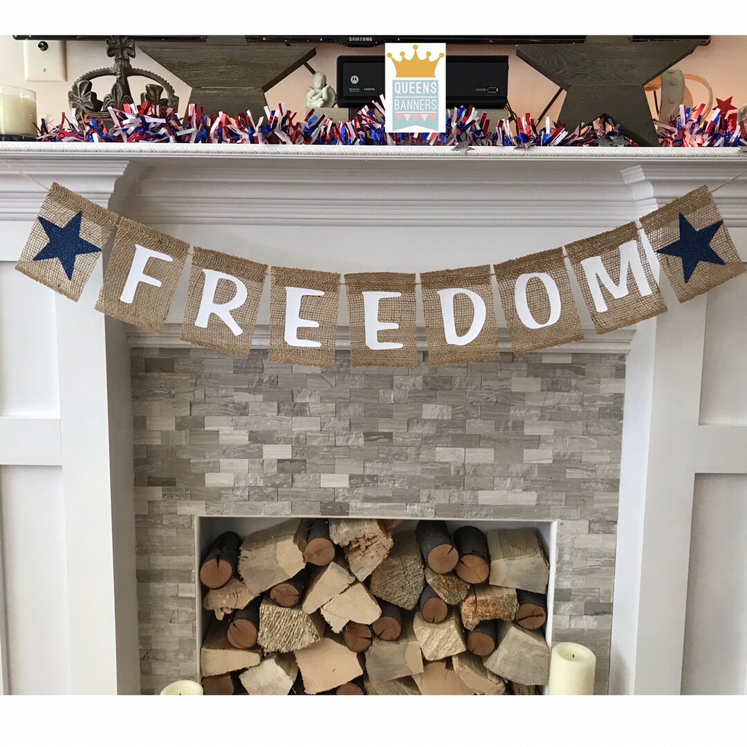 Freedom Banner, Happy 4th of July Banner, Patriotic Banner, Red White ...