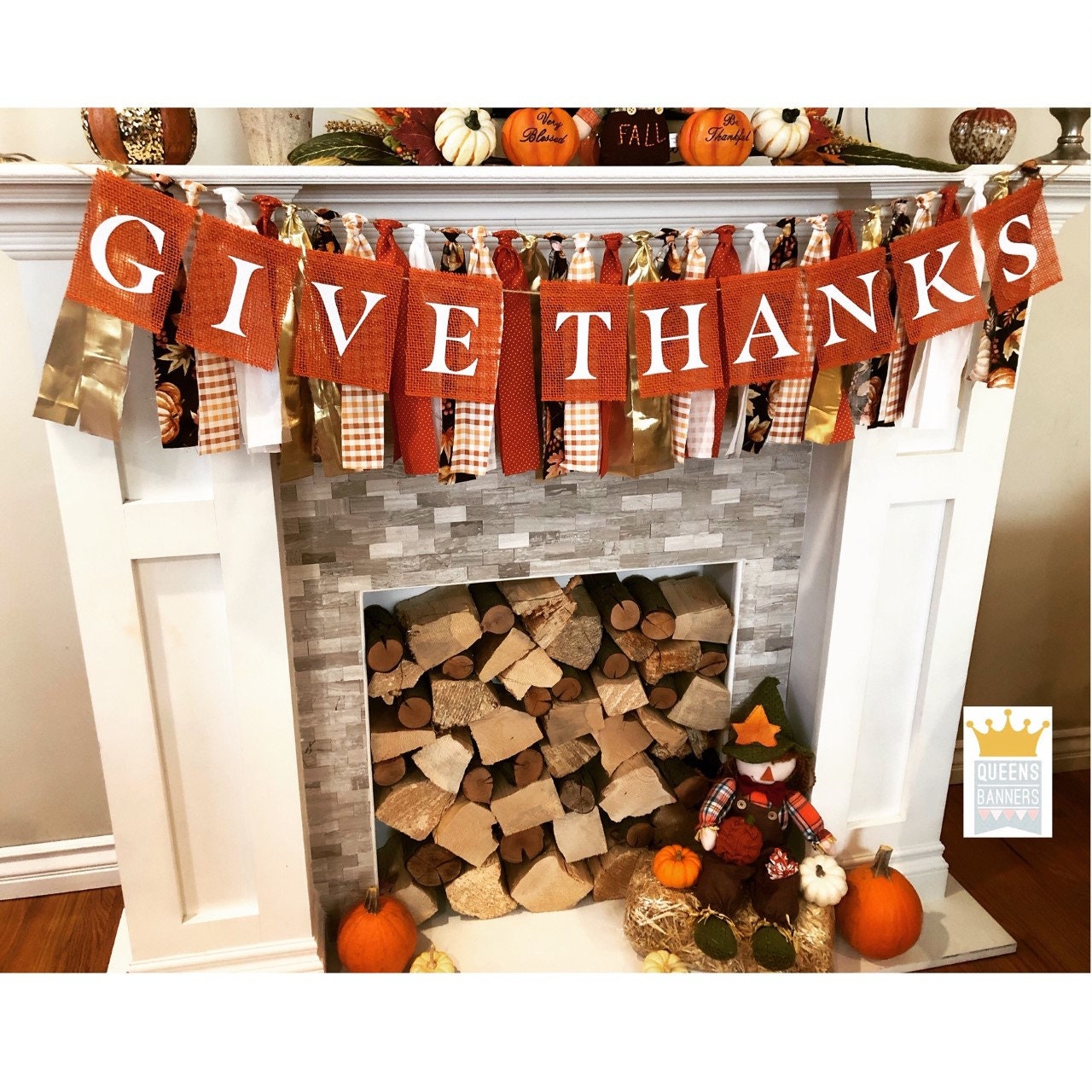 Give Thanks Burlap Banner