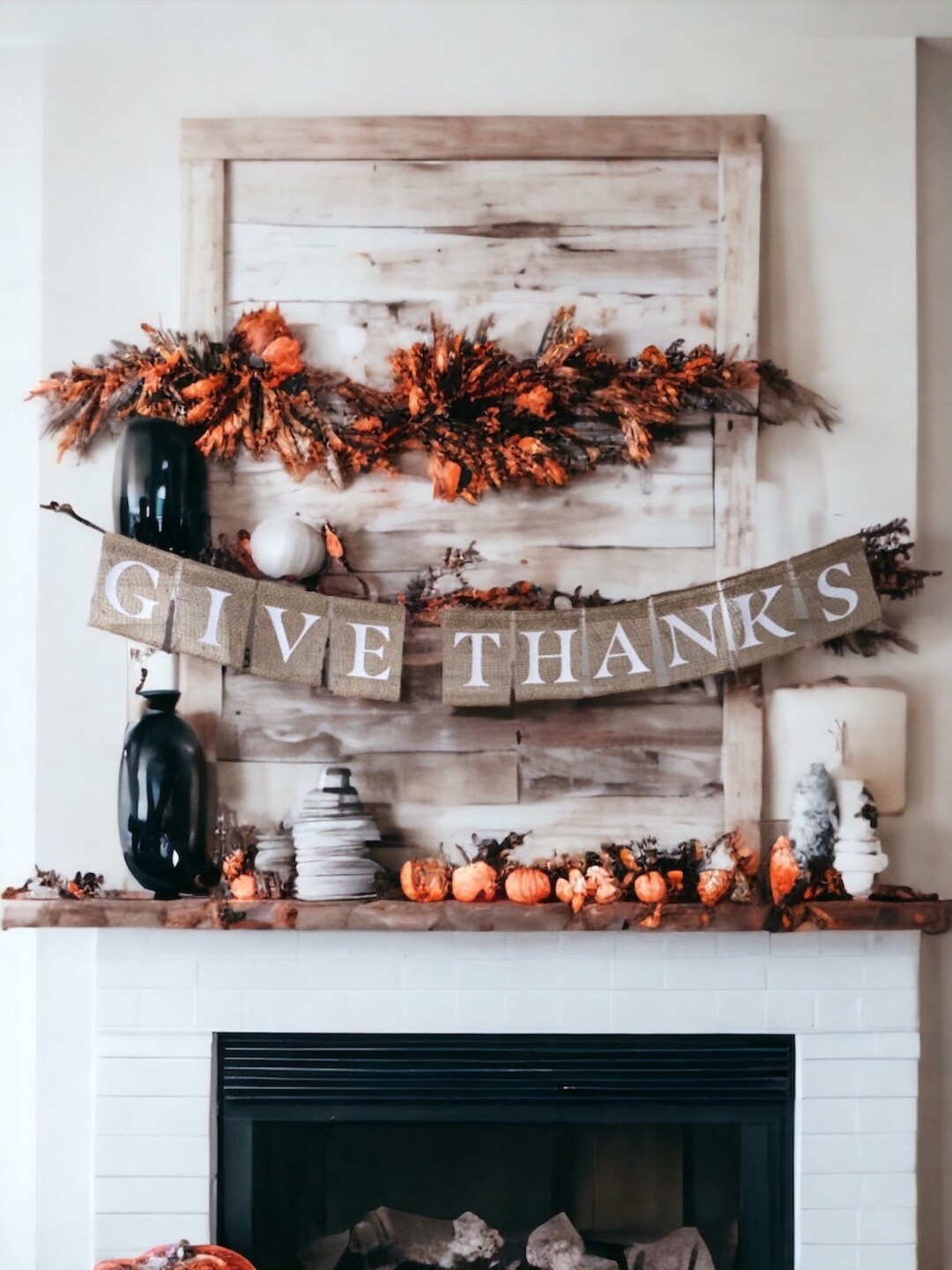 Give Thanks Banner, Thanksgiving Banner, Holiday Decor, Holiday Banner ...