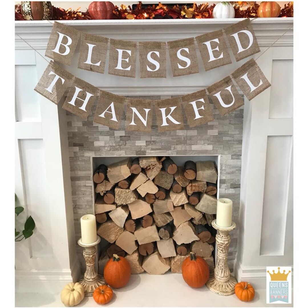 Blessed Banner Thankful Banner Holiday Decor Christmas - Etsy