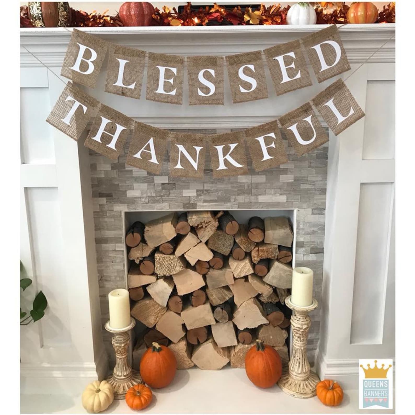 Blessed Banner Thankful Banner Holiday Decor Christmas - Etsy