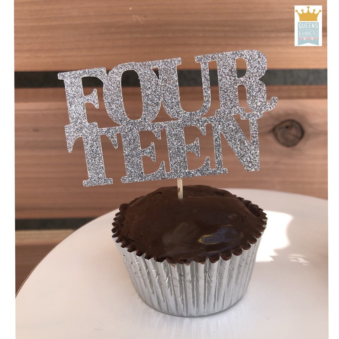 Fourteen Cupcake Topper, Number 14 Cake Topper, Birthday Toppers ...