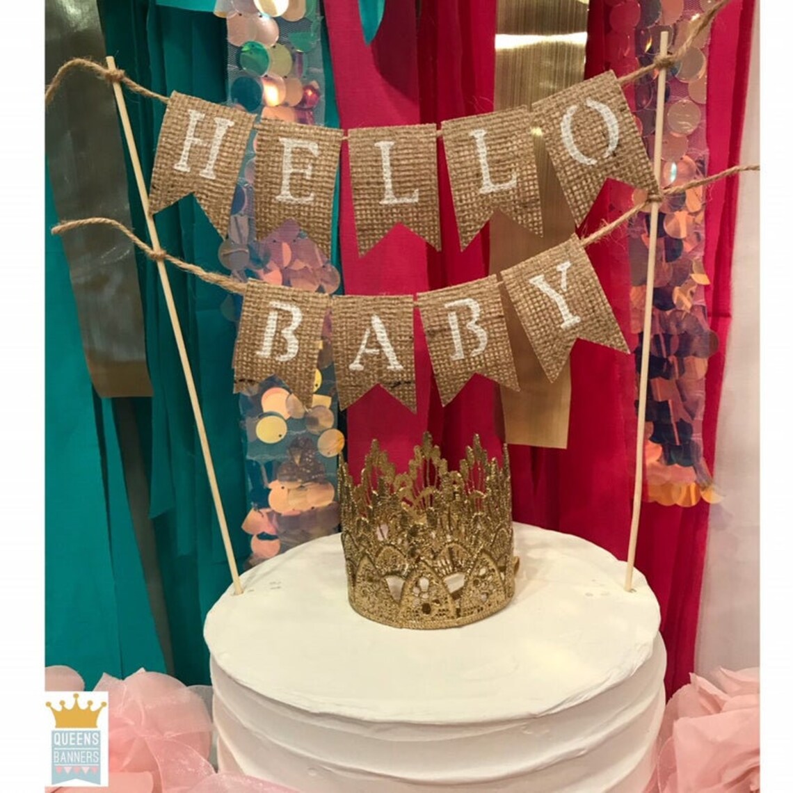 Hello Baby Banner Hello Baby Cake Topper Hello Baby Topper | Etsy