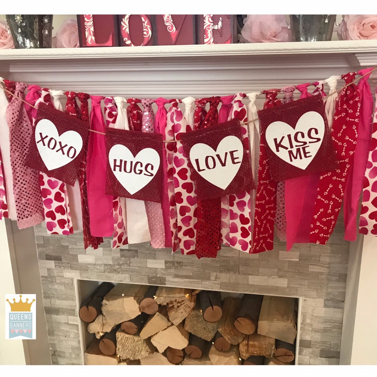 Valentines Day Banner, Love Banner, Xo Xo Banner, Wedding Banner, Vday ...