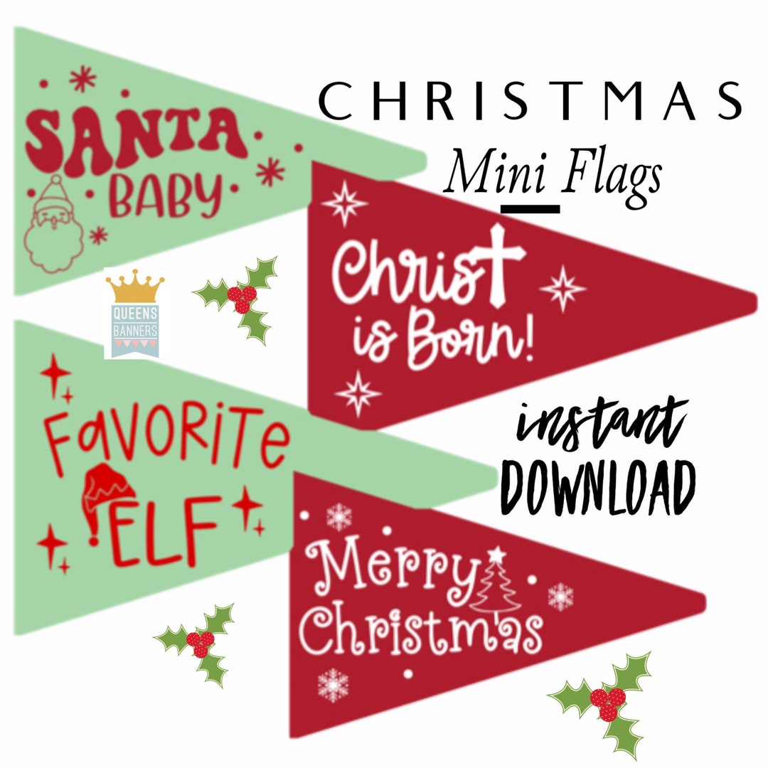 Christmas Mini Flag, Printable Christmas Flag, Christmas Instant ...