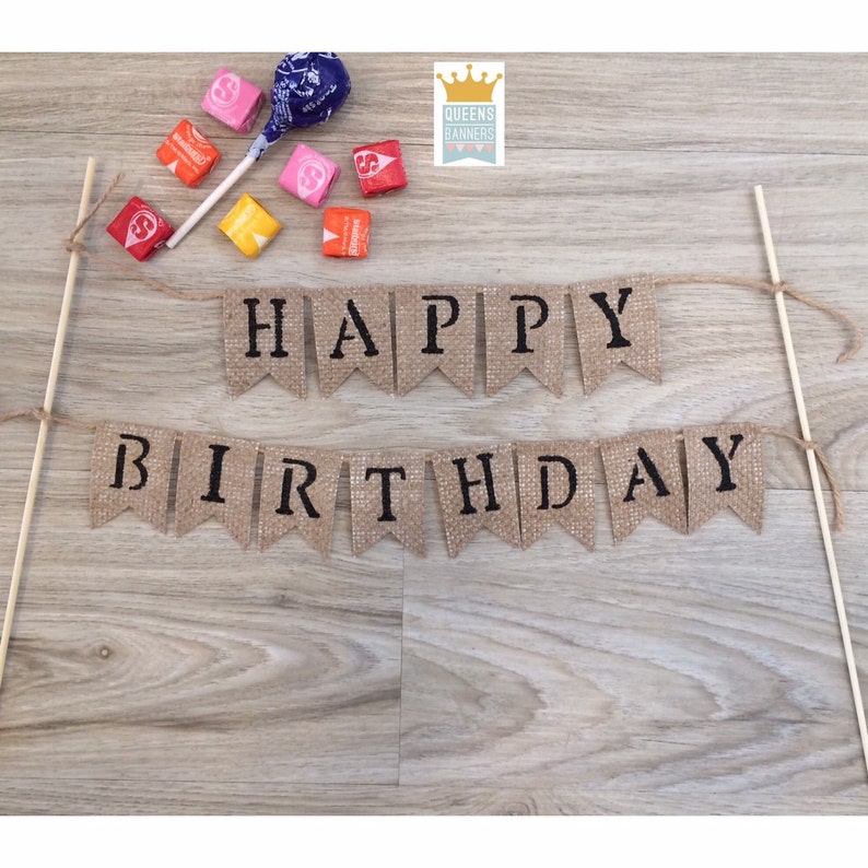 Happy Birthday Banner Cake Topper Birthday Cake Topper - Etsy