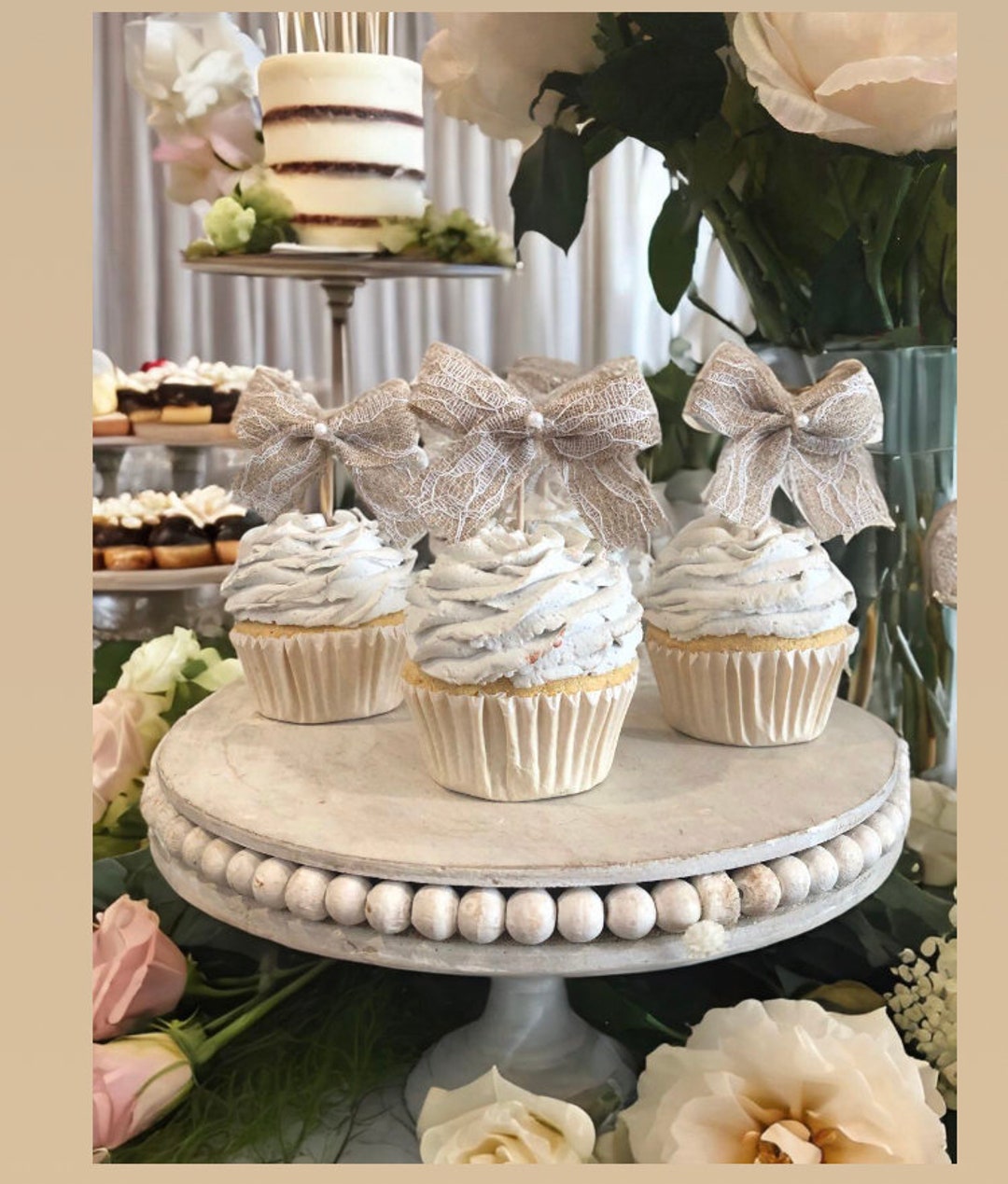 Mini Lace Burlap Bow, Mini Burlap Bows, Mini Lace Burlap Bow Topper ...