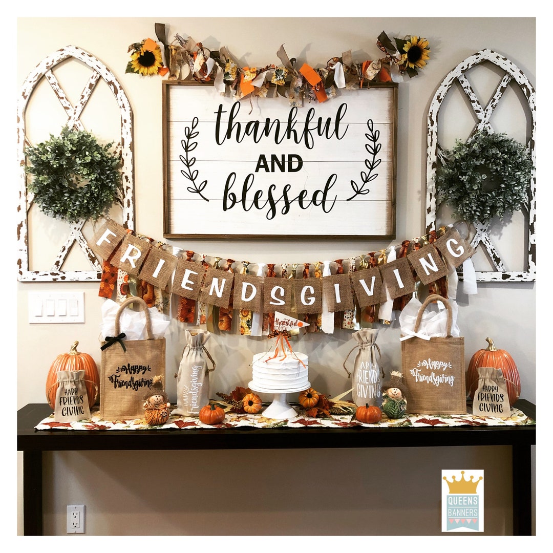 Friendsgiving Banner, Friendsgiving Decor, Give Thanks Banner ...