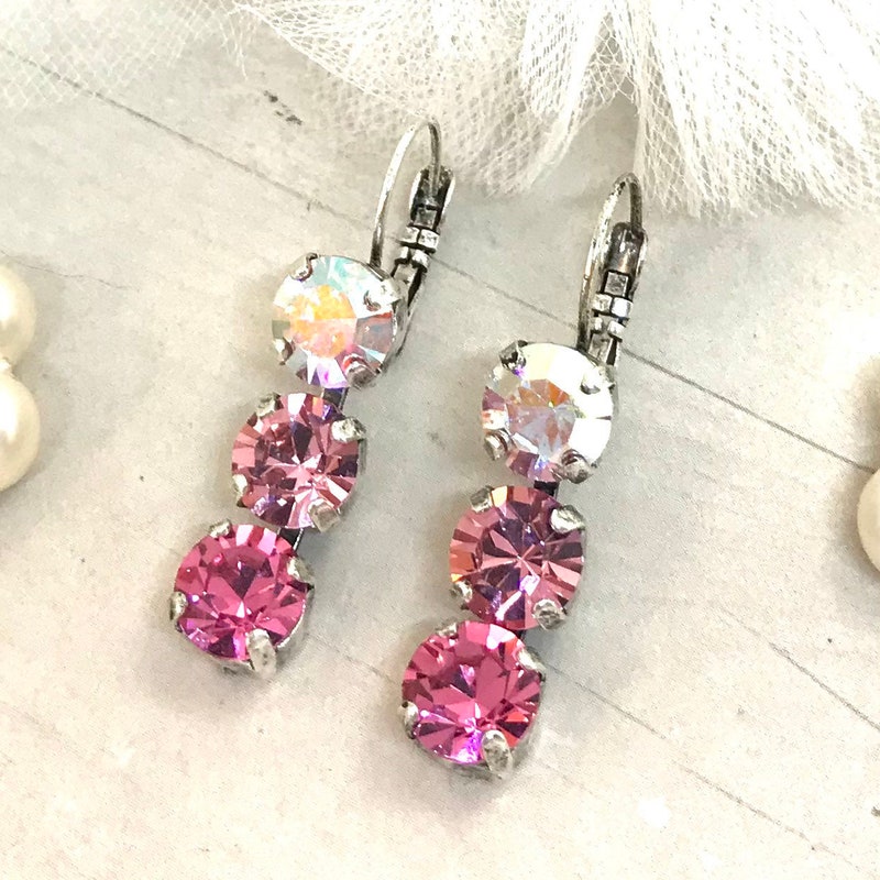 Pink Stone Earrings - Etsy