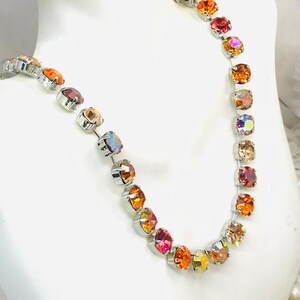 Tangerine Orange Crystal Tennis Necklace & Bracelet Set - Etsy