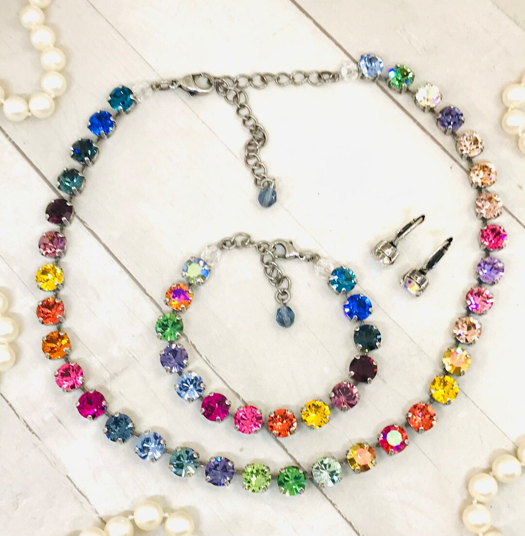 Colorful Rainbow Crystal Necklace, Rainbow Crystal Choker, Colorful ...