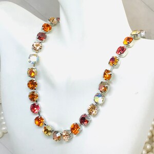 Tangerine Orange Crystal Tennis Necklace & Bracelet Set - Etsy