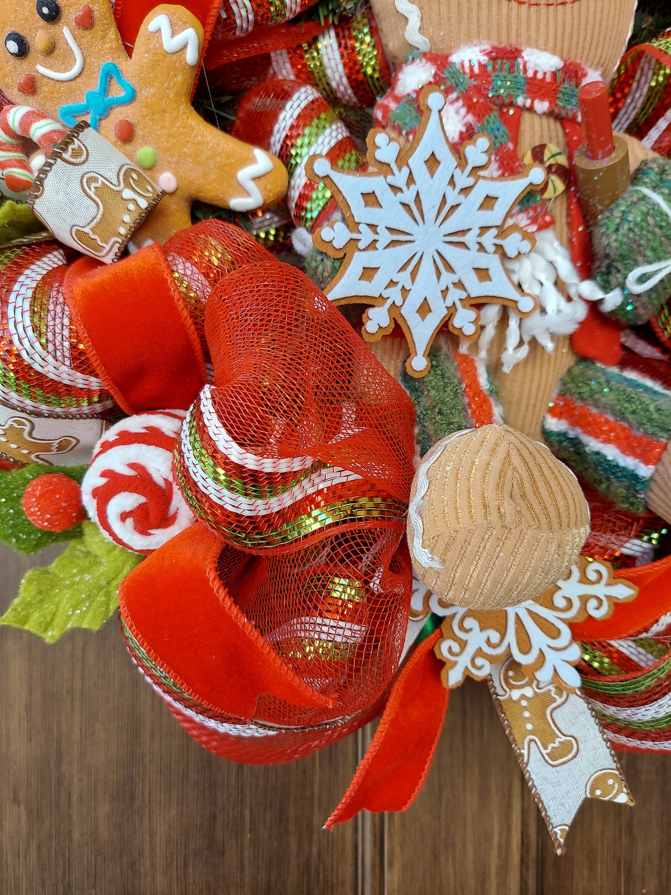 Christmas Wreath / Gingerbread Wreath / Traditional Wreath / Red White ...