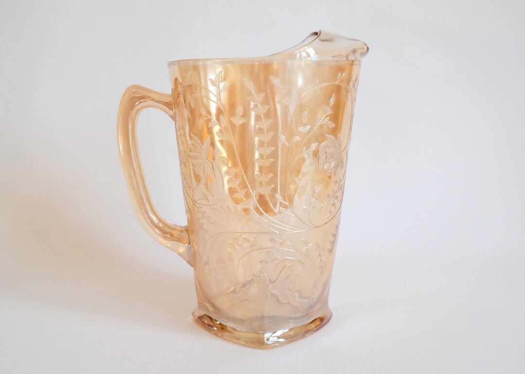 1950s Jeannette Glass 'floragold' Pattern 64oz Ice Lip Pitcher - Etsy