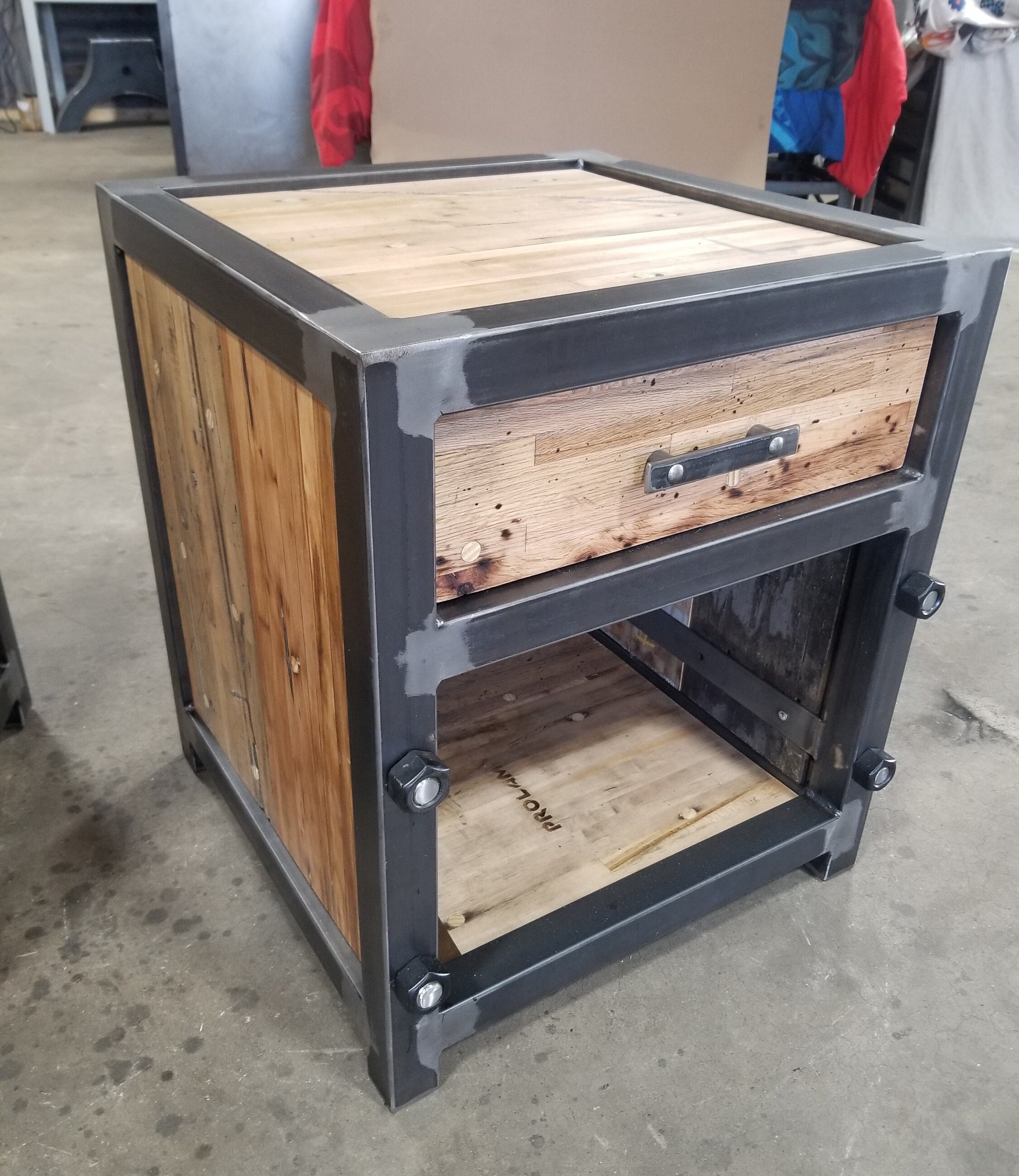 Rustic Welded Steel Night Stand, Vintage Industrial Nightstand, Custom ...