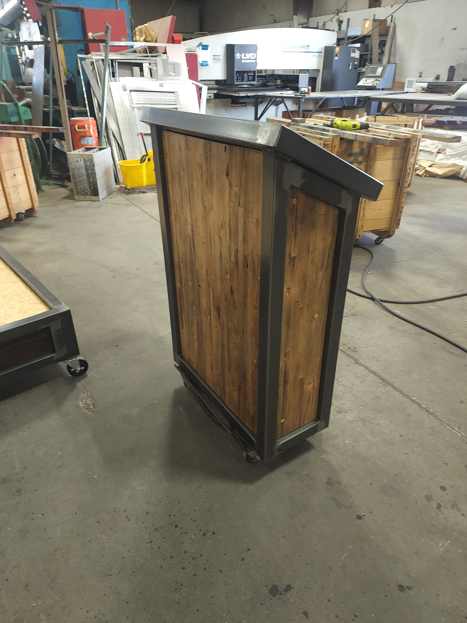 Industrial Steel Hostess Station, Rustic Reclaimed Wood Pulpit, Custom ...