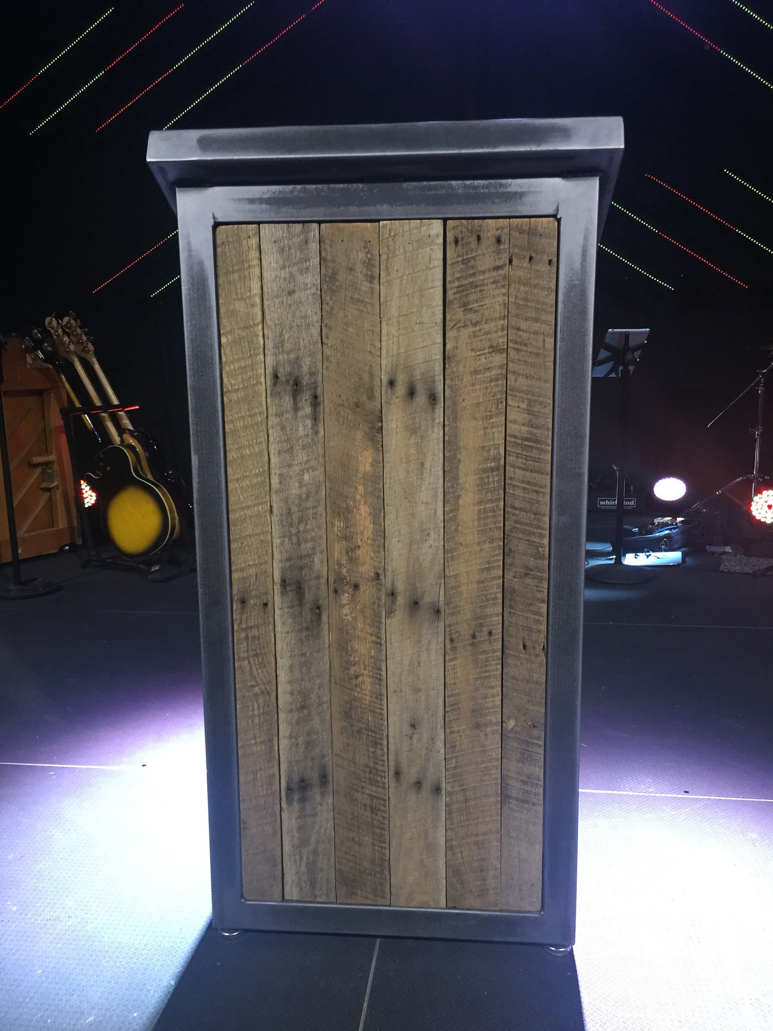 Industrial Steel Hostess Station, Rustic Reclaimed Wood Pulpit, Custom ...