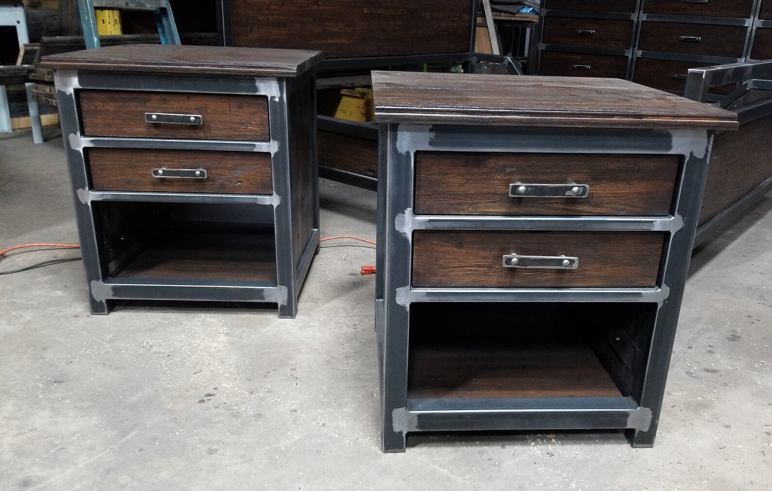 Rustic Welded Steel Night Stand, Vintage Industrial Nightstand, Custom ...