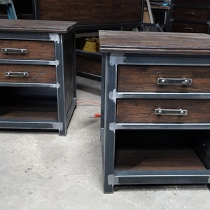 Rustic Welded Steel Night Stand, Vintage Industrial Nightstand, Custom ...
