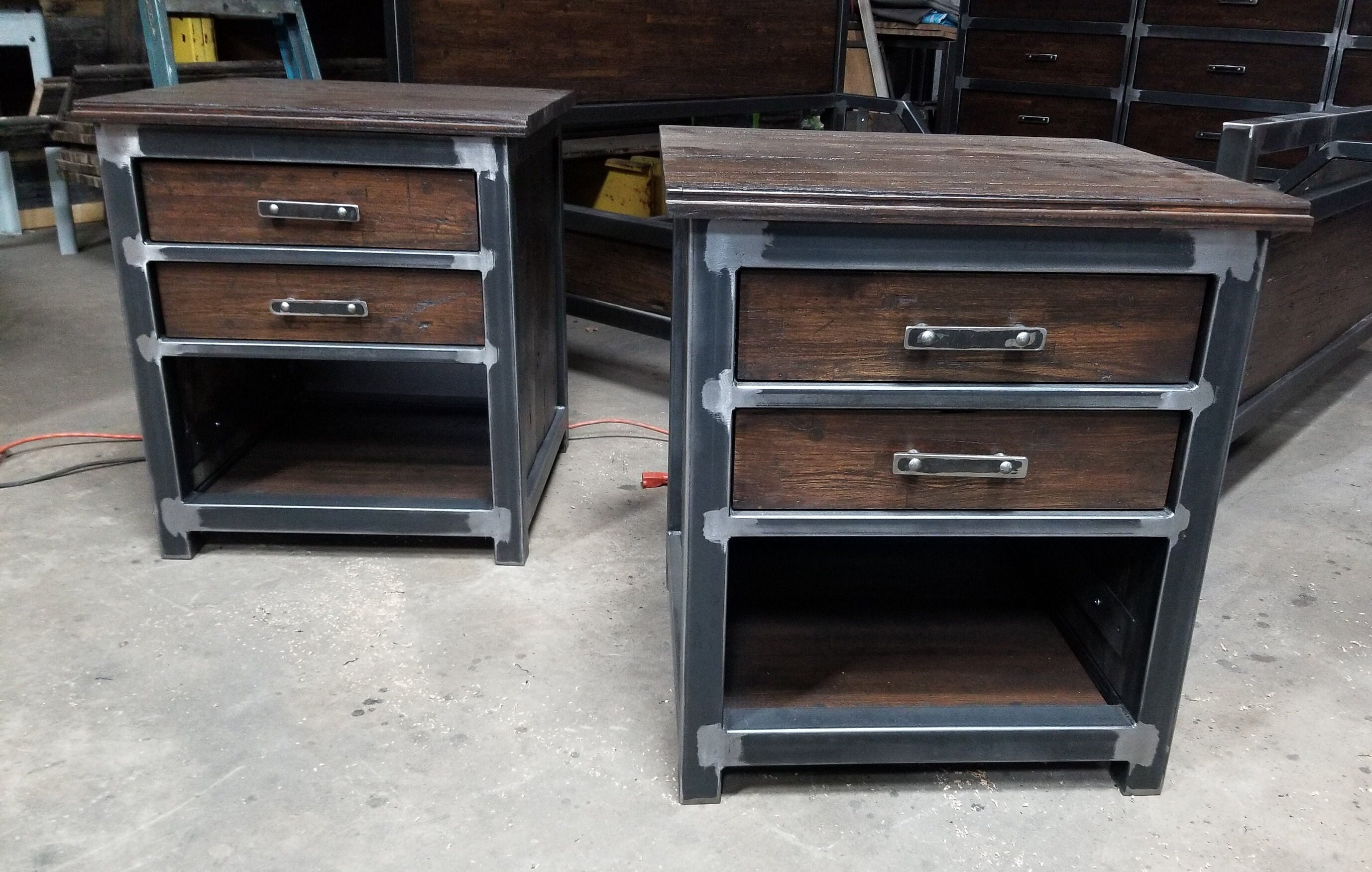 Rustic Welded Steel Night Stand, Vintage Industrial Nightstand, Custom ...