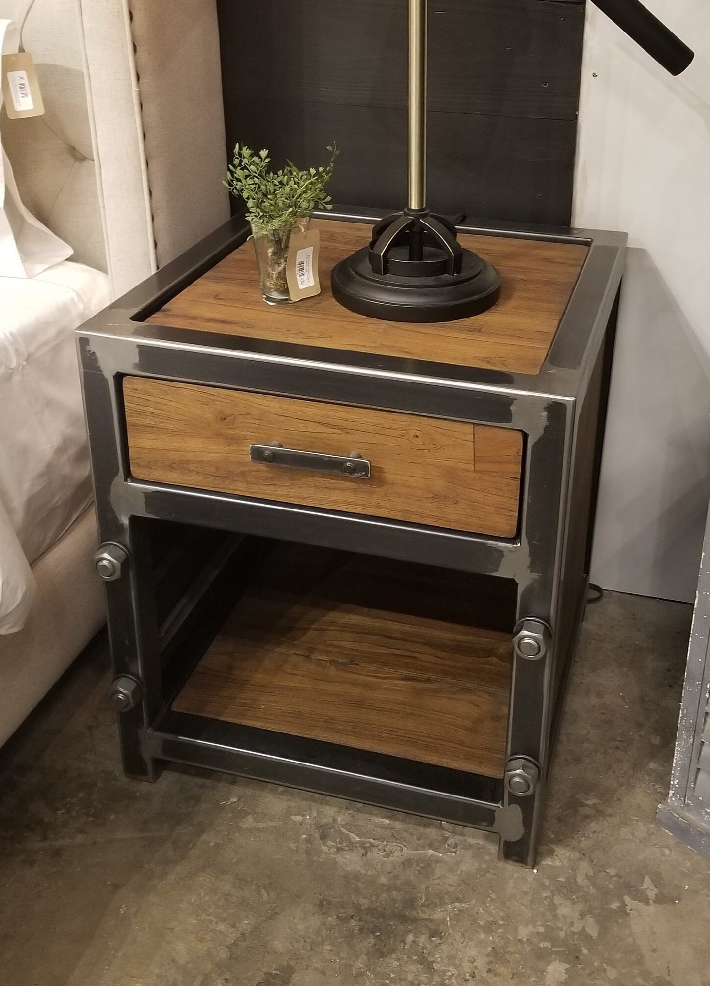 Rustic Welded Steel Night Stand, Vintage Industrial Nightstand, Custom ...