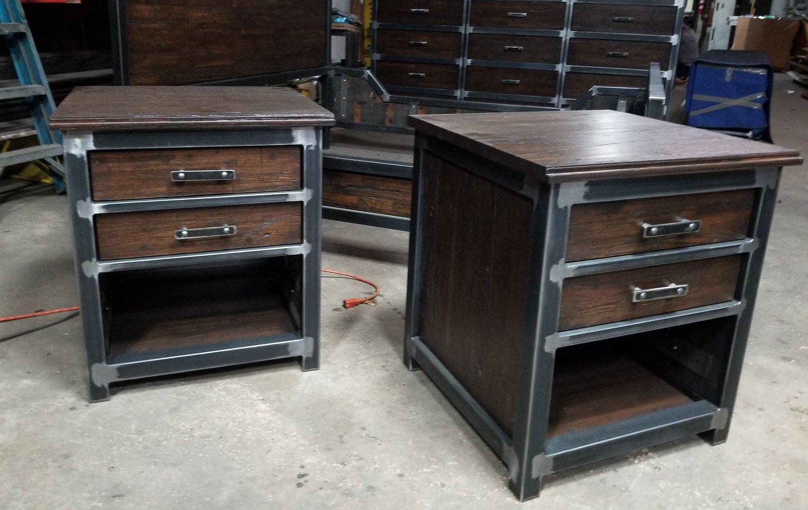 Rustic Welded Steel Night Stand, Vintage Industrial Nightstand, Custom ...